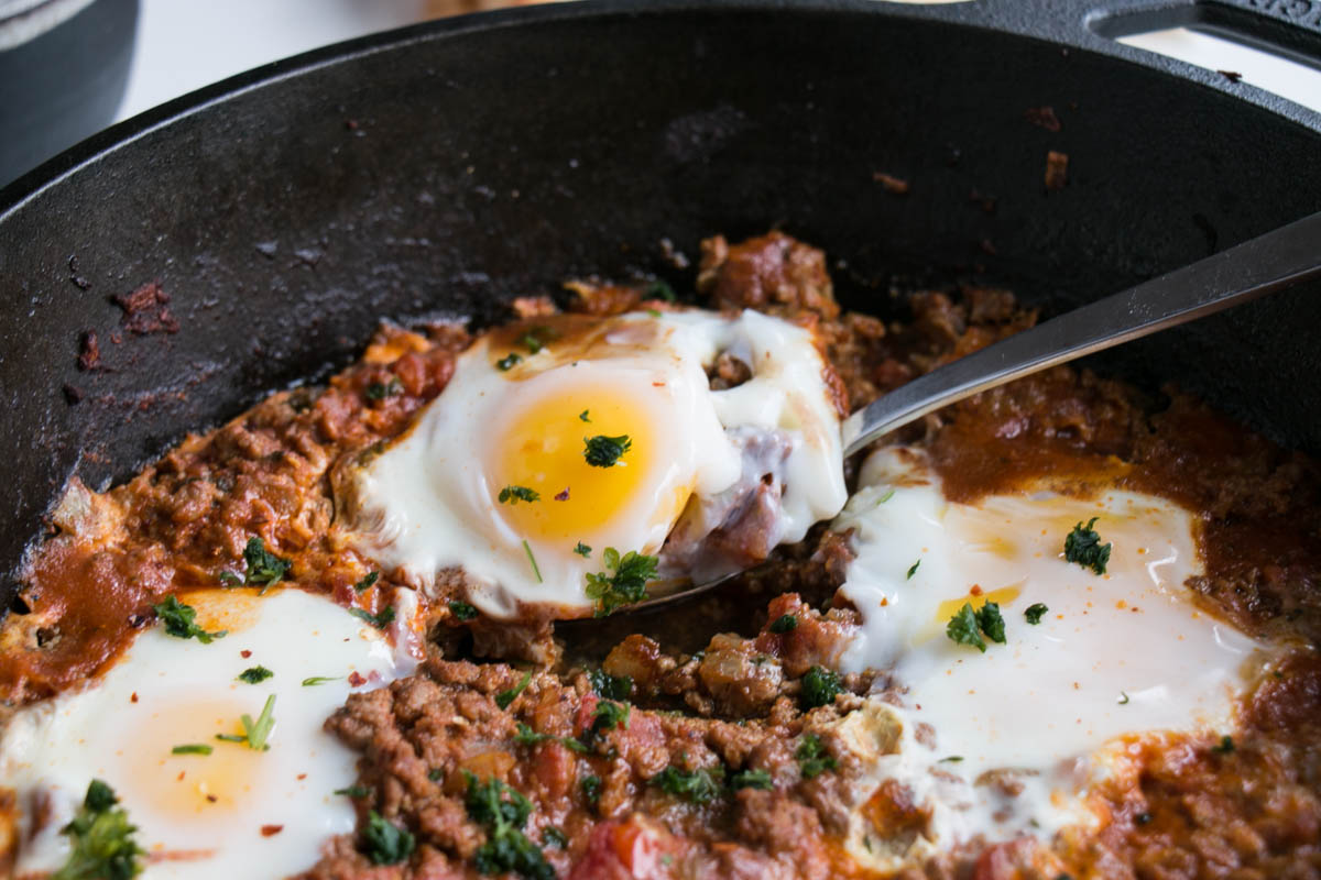 Iraqi Eggs with Lamb and Tomatoes - My Kitchen Love