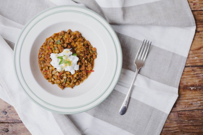 Moroccan Lentil Risotto with Lamb Merguez Sausage and Cucumber Lemon ...