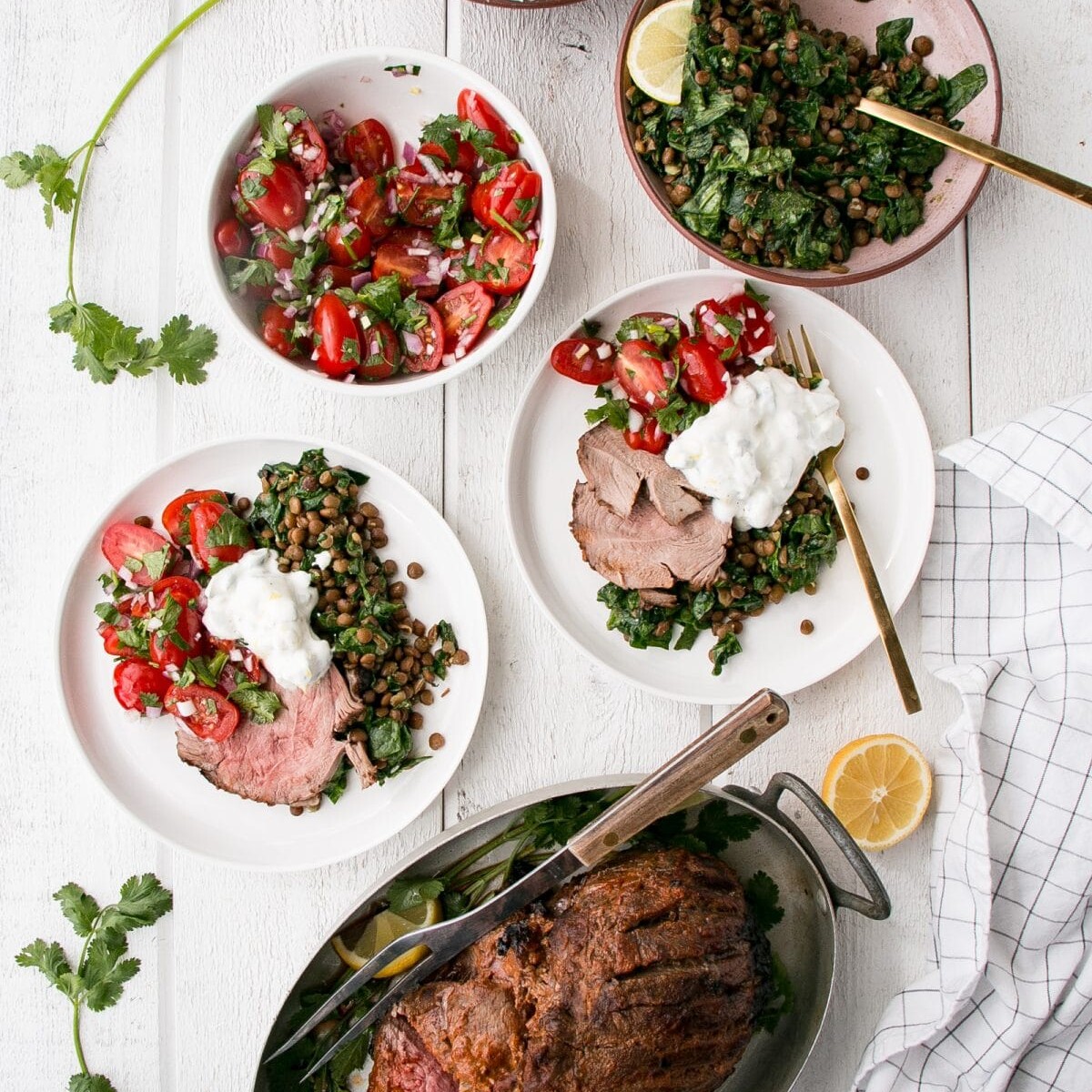 Indian-Spiced Lamb with Spinach Lentils, Salsa and Yogurt - My Kitchen Love